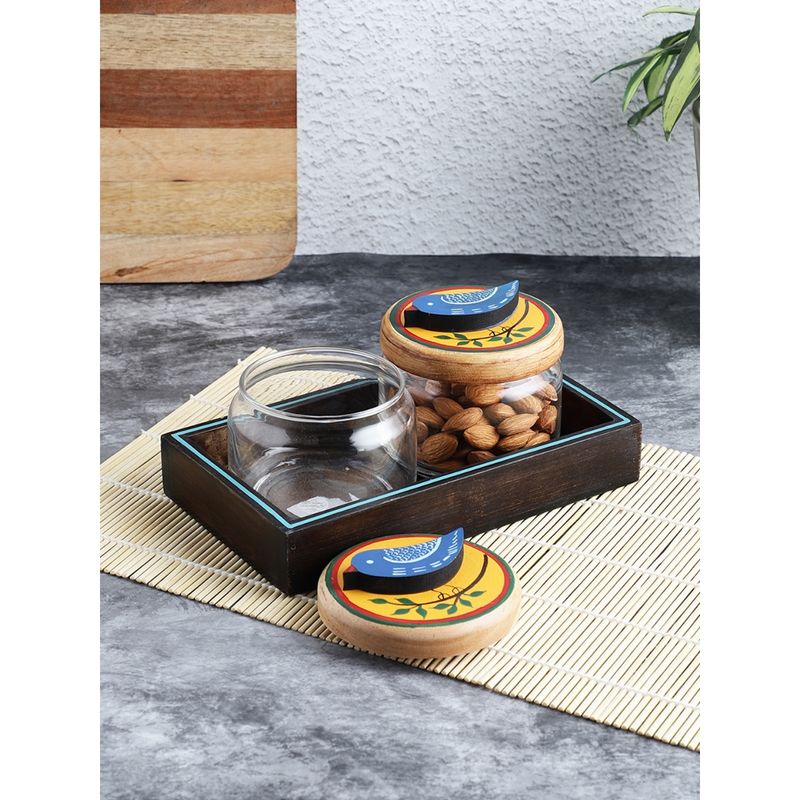 Buy VarEesha Neel Bird Hand Painted Airtight Round Glass Jars with ...