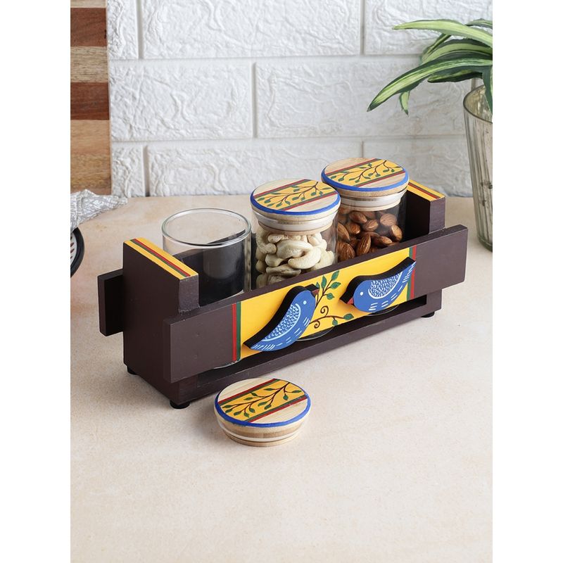Buy VarEesha Neel Bird Airtight Glass Jars with Hand Painted Wooden ...