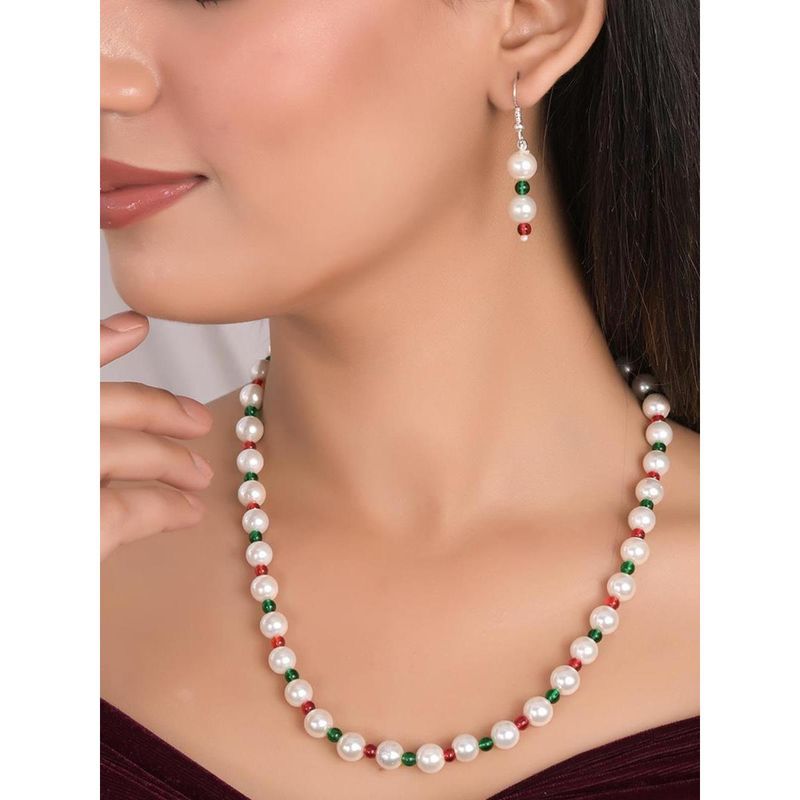 Buy Ratnavali Jewels Multi-Color Pearl Beads Strand Necklace and ...