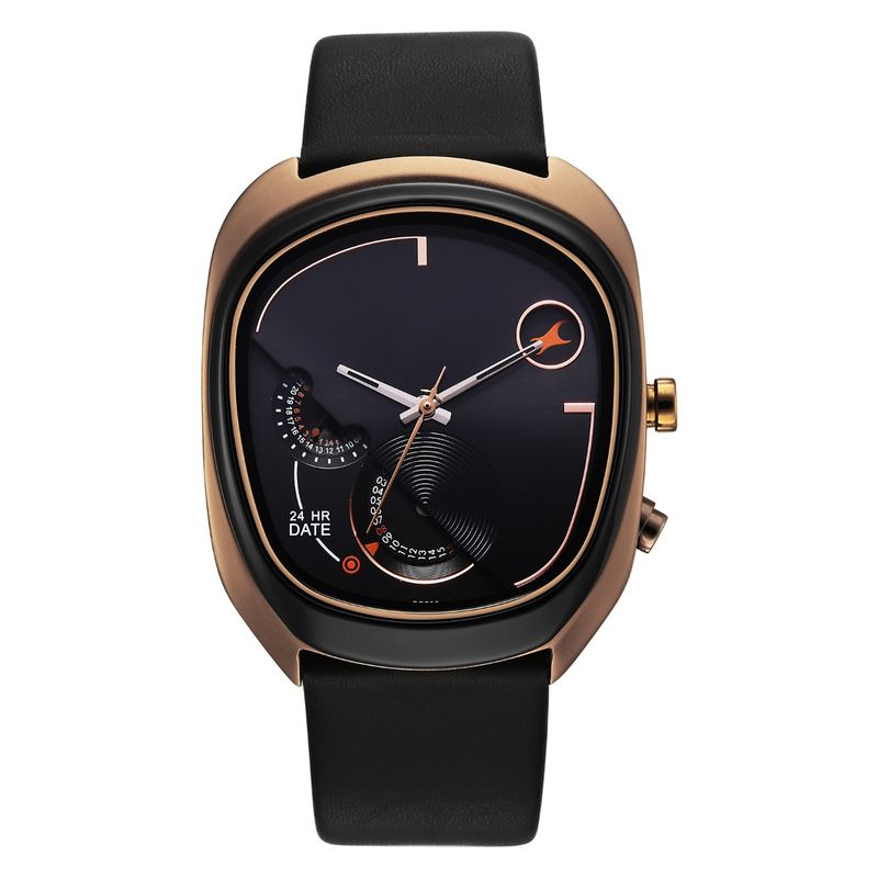 Buy Fastrack Brown Strap Asymmetrical Dial Watch for Men ( 3327KL01 ...
