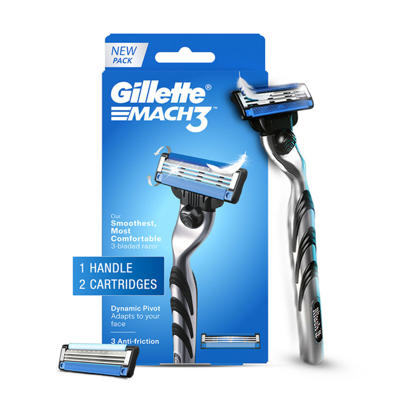Buy Gillette Mach 3 Shaving Razor + 2 Shaving Blade (Cartridge) Online