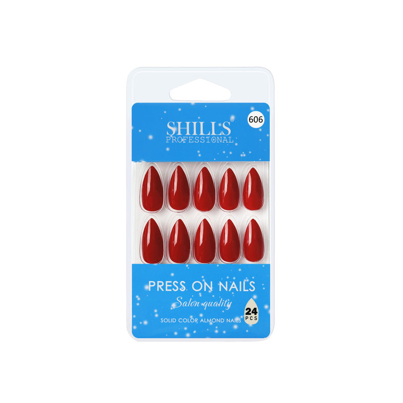 Buy Shills Professional Reusable Almond Press On Nails - Red Online