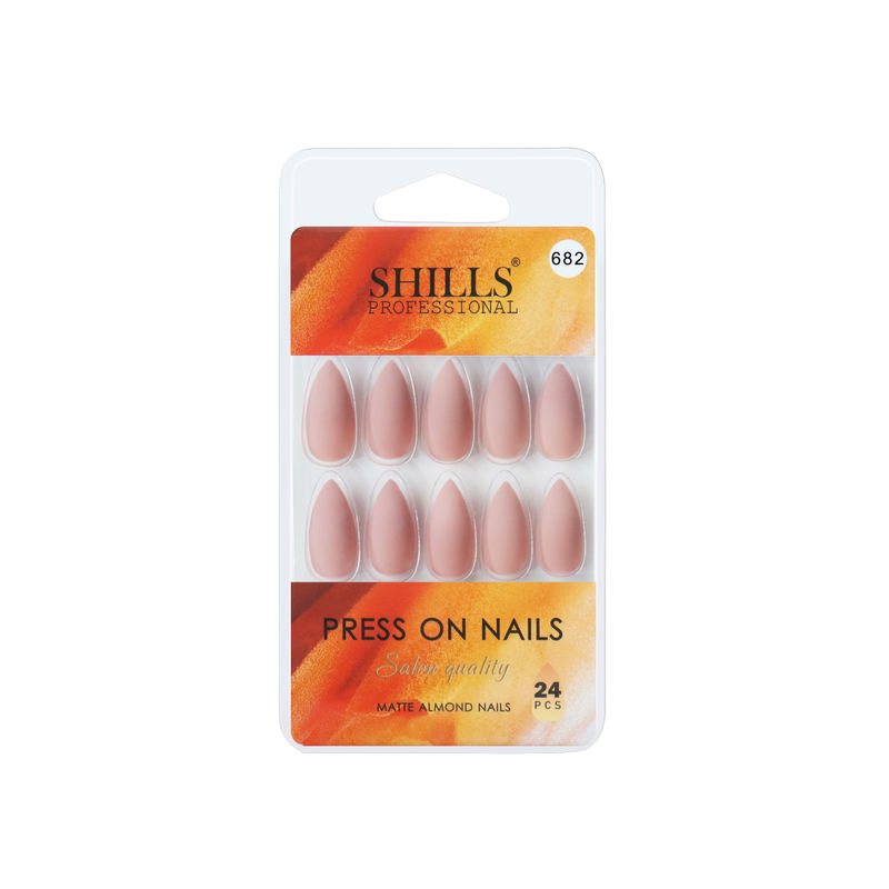Buy Shills Professional Reusable Sharp Almond Press On Nails - Peach Online