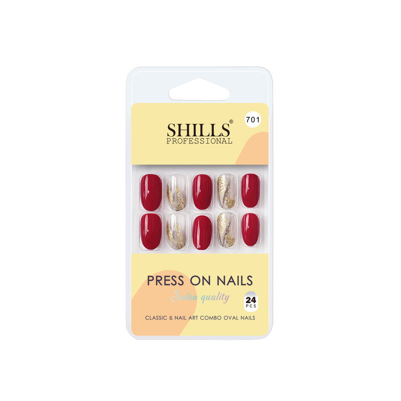 Buy Shills Professional Reusable Oval Press On Nails - Red Online