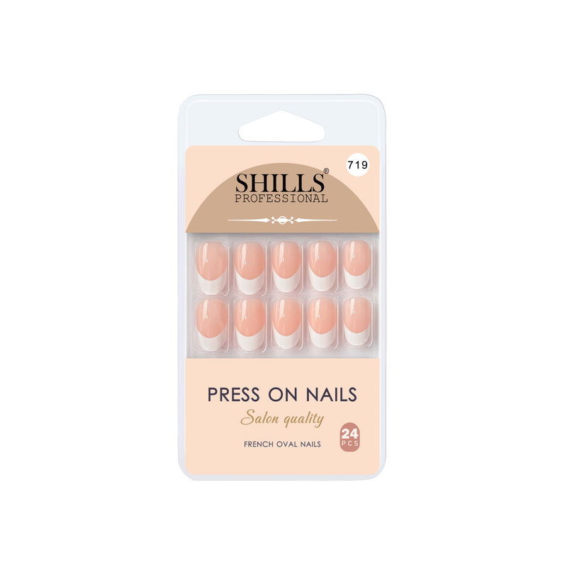 Buy Shills Professional Reusable French Oval Press On Nails - Beige Online