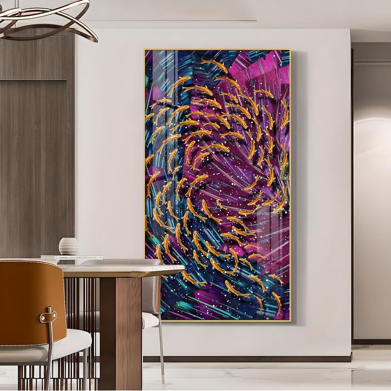 Buy The Next Decor Chromatic Fish Dance Glass Finish Vertical Wall Art ...