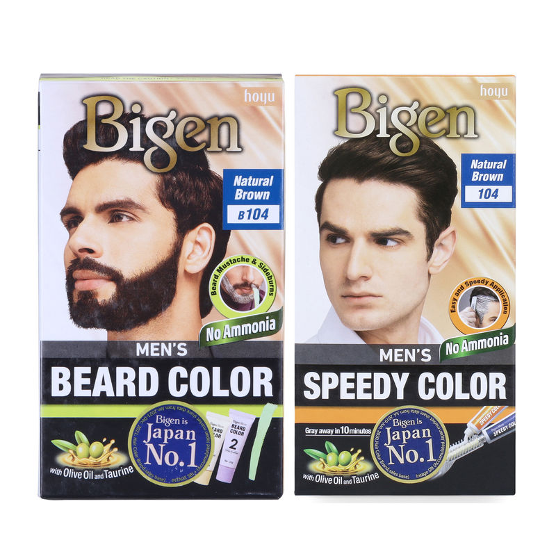 Buy Bigen Beard Color Natural Brown B104 & Speedy Color Natural Brown ...