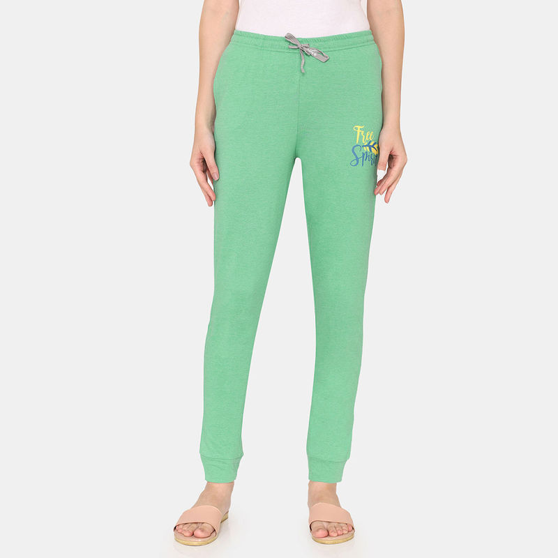 Buy Zivame Rosaline Joy Sticks Knit Cotton Pyjama - Greenbriar Online