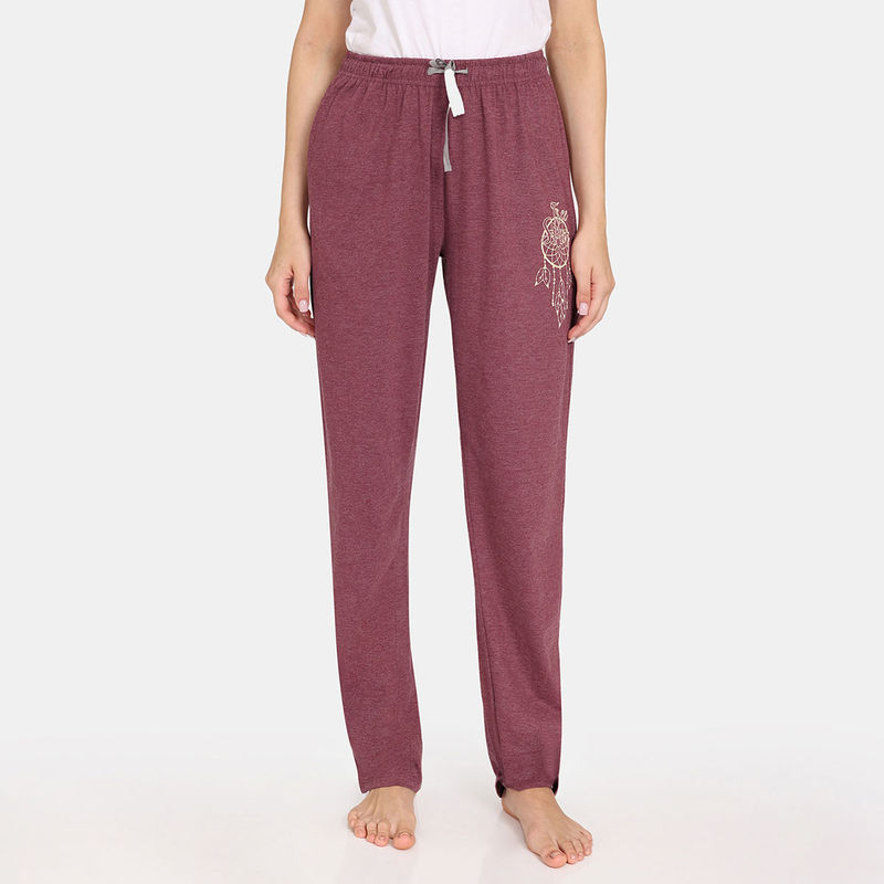 Buy Zivame Rosaline Joy Sticks Knit Cotton Pyjama - Merlot Online