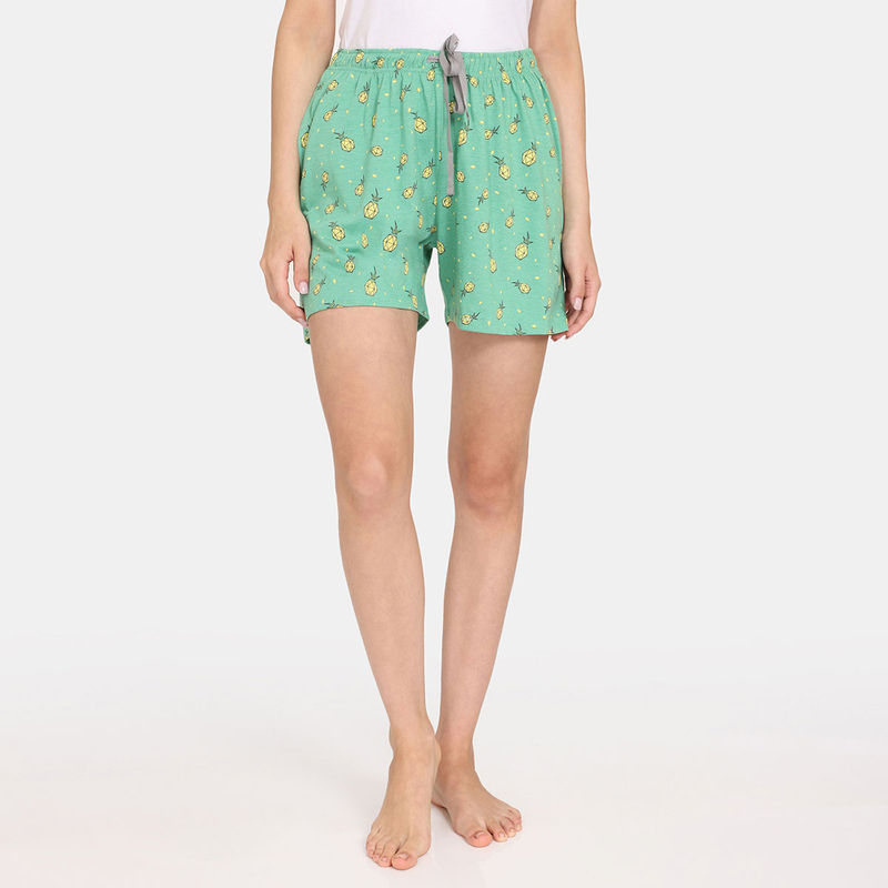 Zivame Rosaline Joy Sticks Knit Cotton Shorts - Greenbriar: Buy Zivame ...