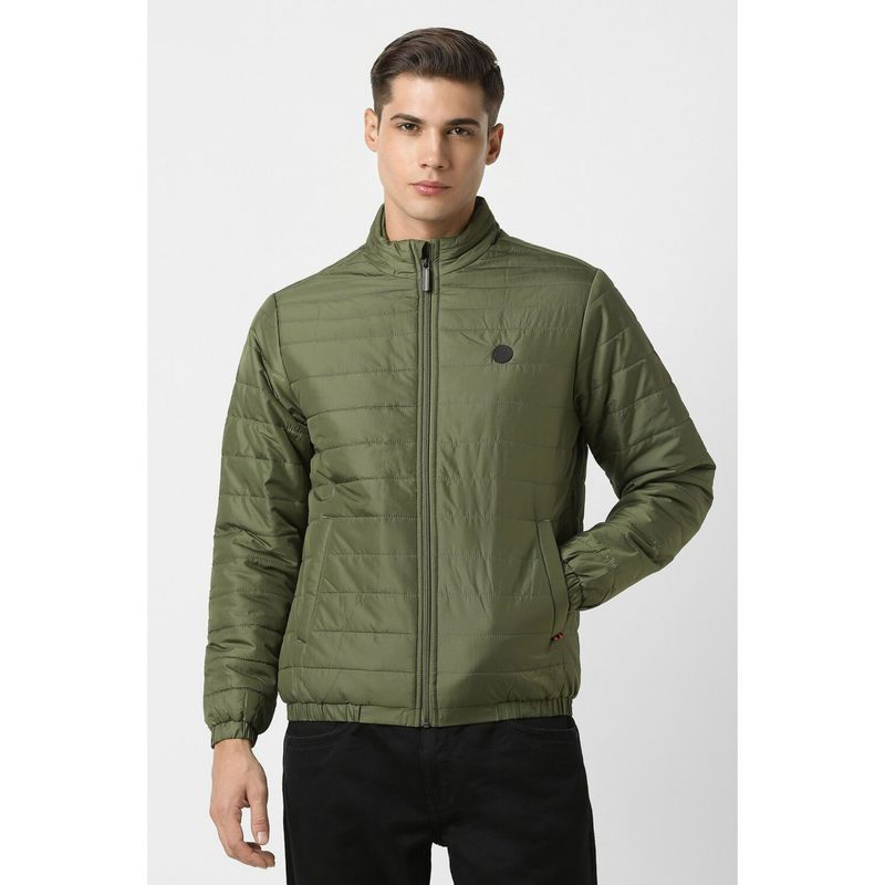 Buy Van Heusen Men Green Solid Casual Jacket Online