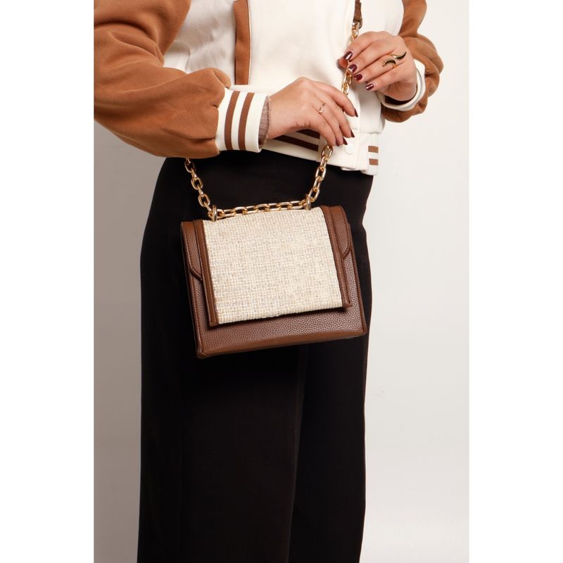 Buy Suave Bags Brown Vegan Leather Solid Slingbag Online