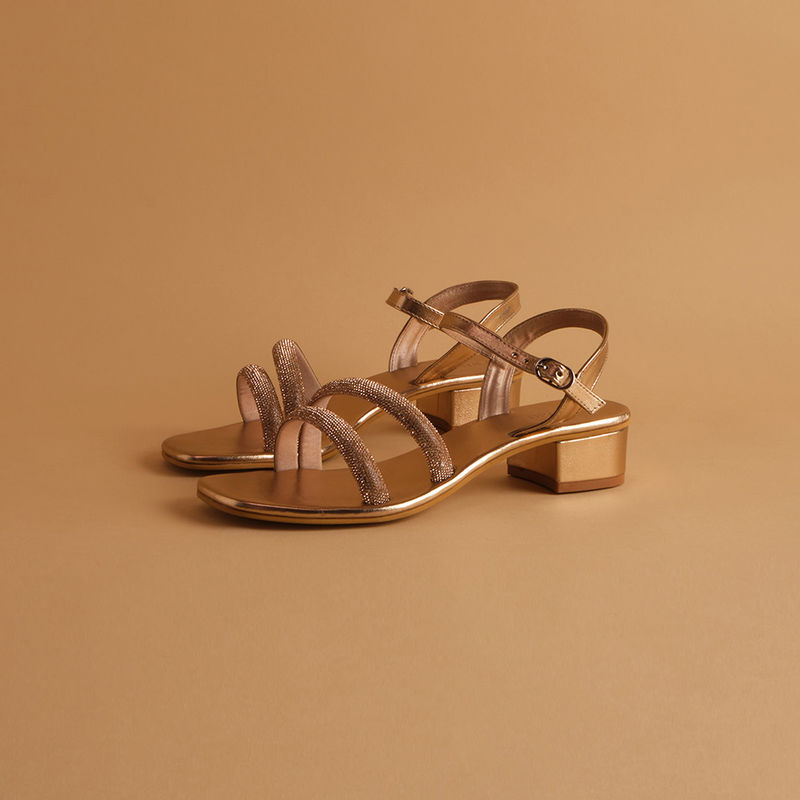 Eridani Embellished Rosegold Mabel Heels: Buy Eridani Embellished ...