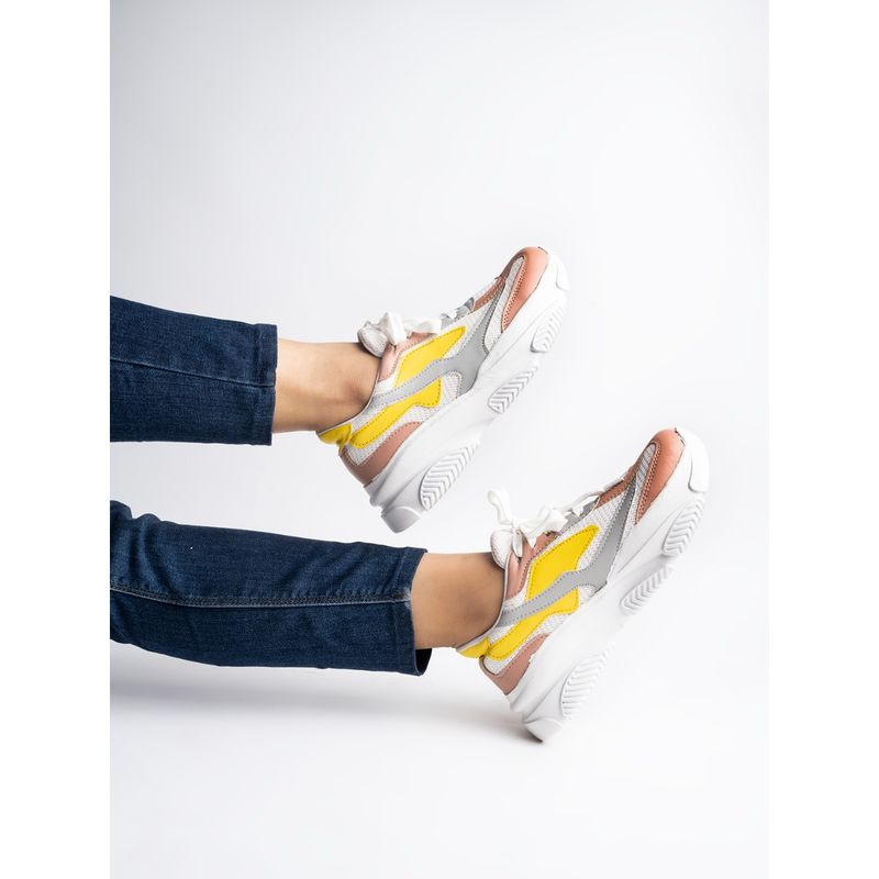 Shoetopia Women Colorblock Yellow Walking Shoes: Buy Shoetopia Women ...