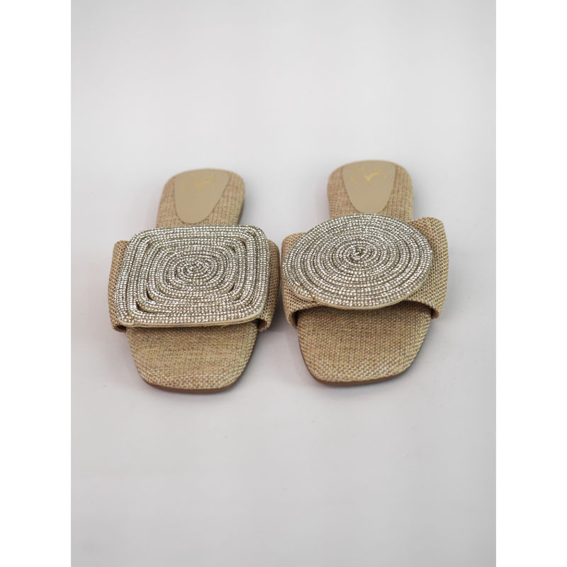 Buy Sana K Luxurious Footwear Beige Open Toe Narrow Fit Cube Globe Jute ...