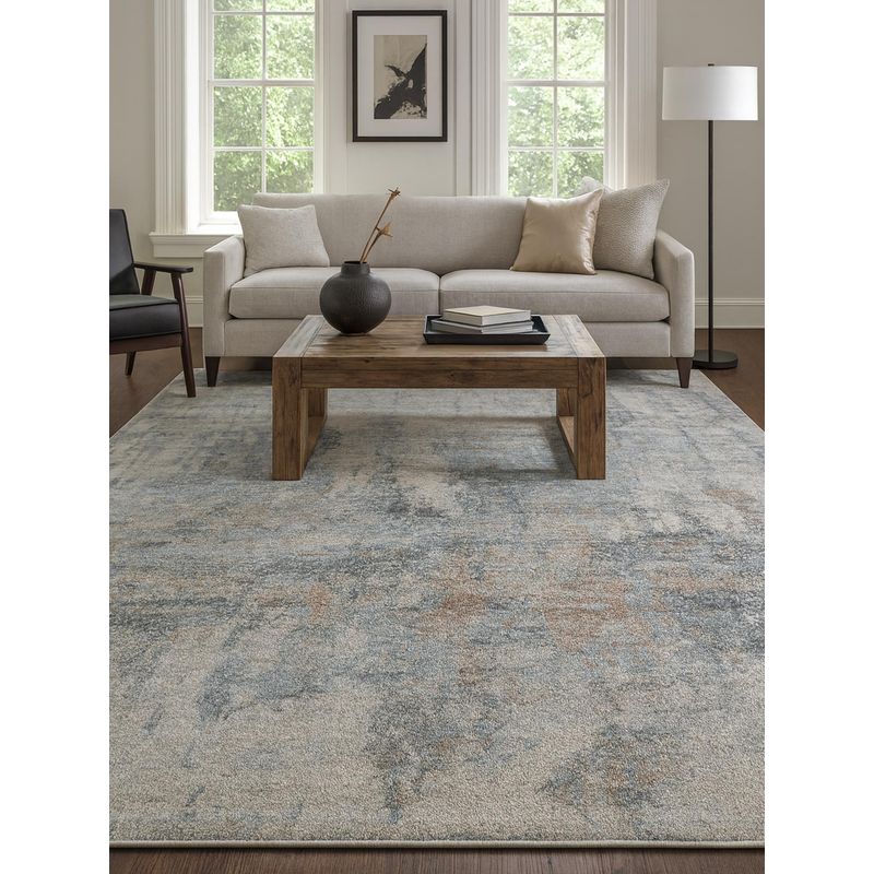 Buy OBSESSIONS Polyester Machine Made Rectangular Floor Carpet, Grey Online