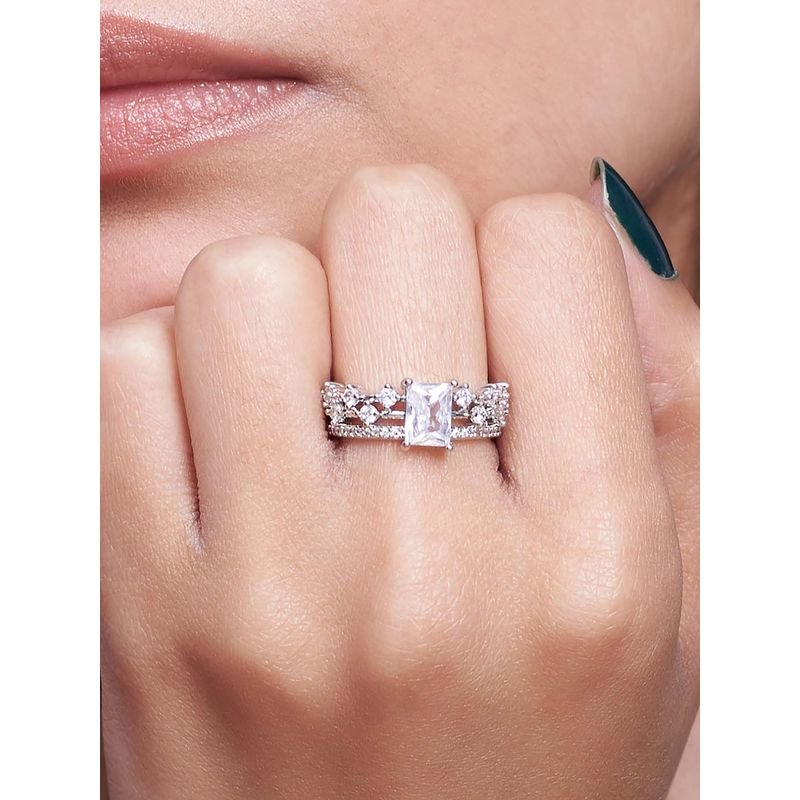 Buy Salty Women White Stone Maharani Ring Online
