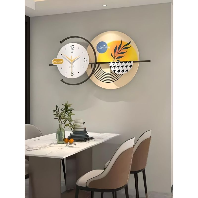 Buy The Art House CL399 80 x 38cm Multi-Color Round Metal Wall Clock Online