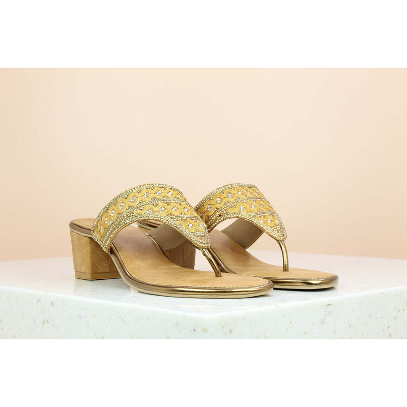 Buy Inc.5 Mid Heel Fashion Ant Gold Heels Online
