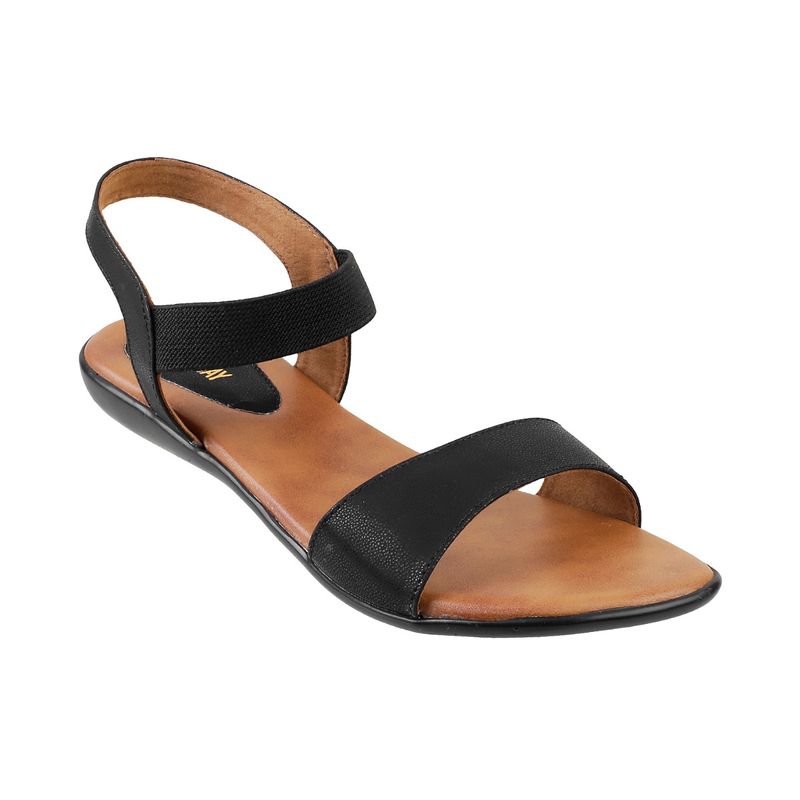 Buy Walkway Black Synthetic Solid Sandals Online