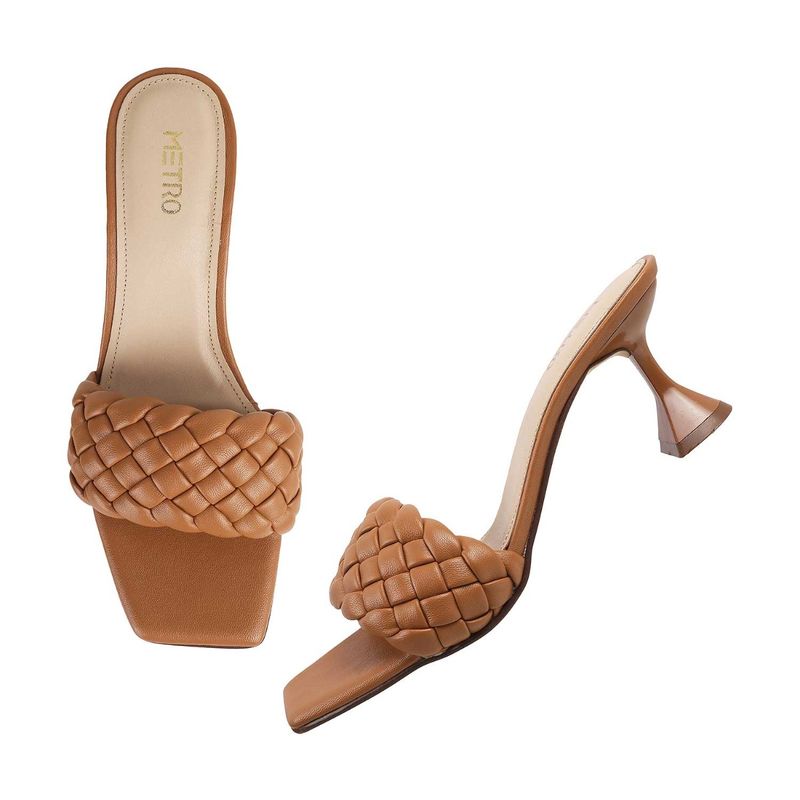 Buy Metro Tan Synthetic Braided Heels Online
