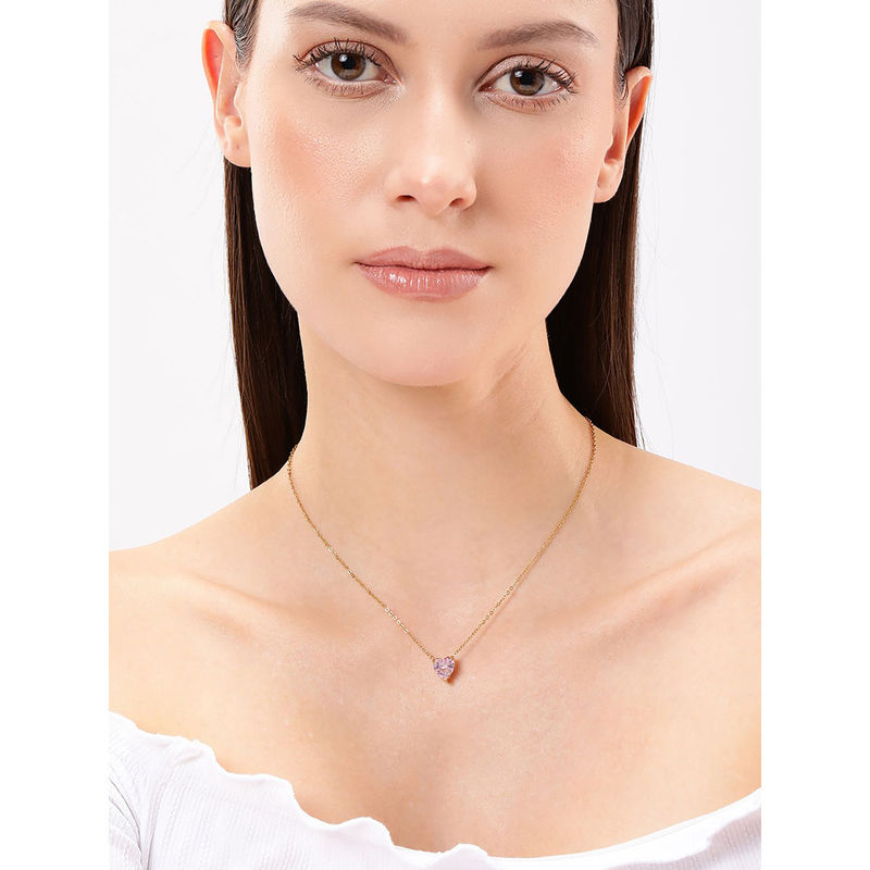Buy Carlton London 18Kt Gold Plated Stainless Steel Pink Heart ...