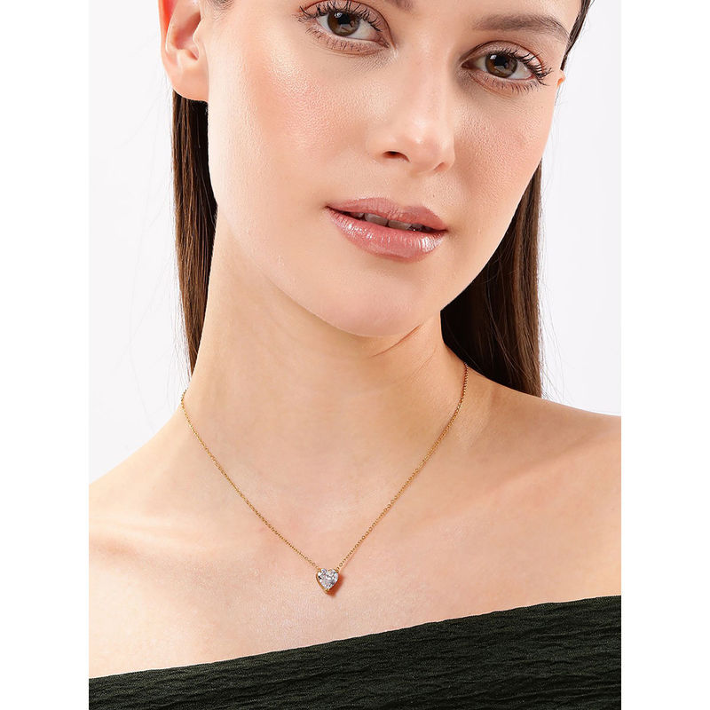 Buy Carlton London 18Kt Gold Plated Stainless Steel White Heart ...