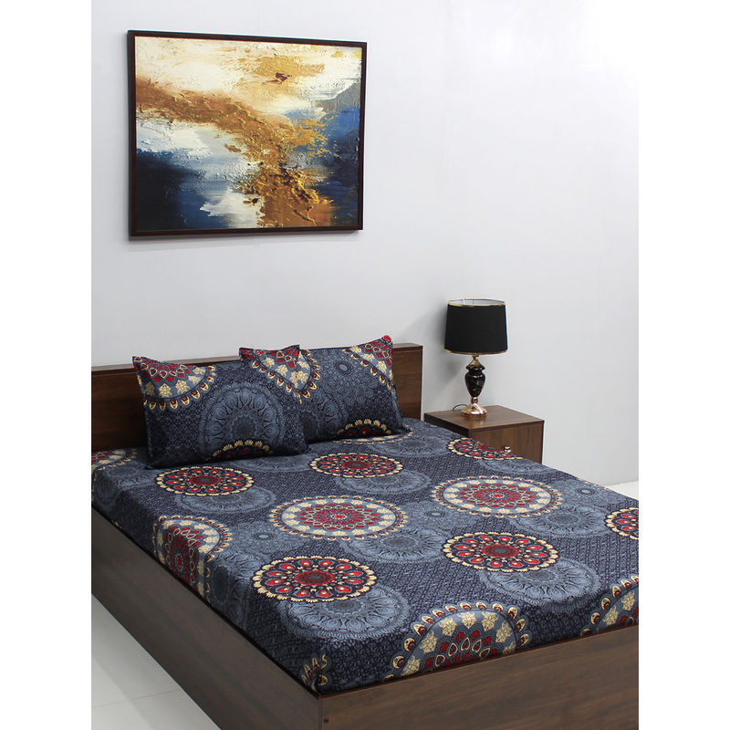 Buy RAYMOND HOME Serene 100 Gsm Microfiber Multicolor Double Bedsheet ...