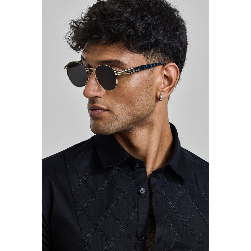 Buy Snitch Stylish Round Golden Frame Black Lens Sunglasses Online