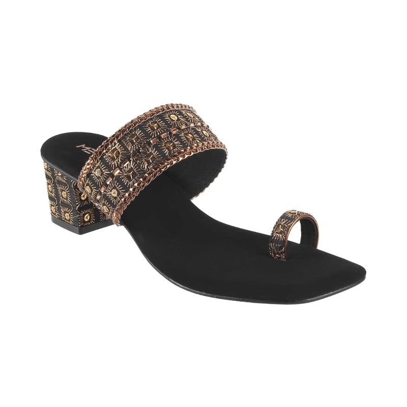 Buy Metro Womens Black Medium HeelsMetro Black Beaded Embroidered Women ...