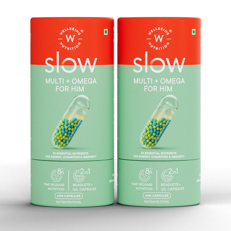 Buy Wellbeing Nutrition Slow Multi + Veg Omega 3 for Him with 23 ...