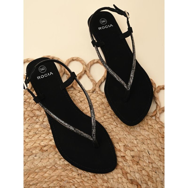 Buy ROCIA By Regal Black Womens Diamond Thong Sandals Online
