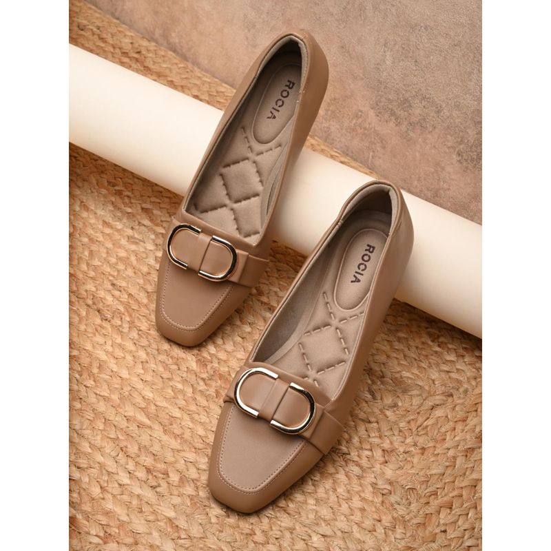 Buy ROCIA By Regal Chikoo Womens Square Toe Buckled Work Wear Pump ...