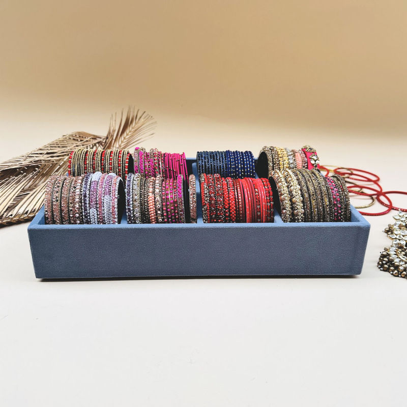 Buy La Trove Grey Velvet 8 Slot Bangle & Kada Storage Organizer Tray ...