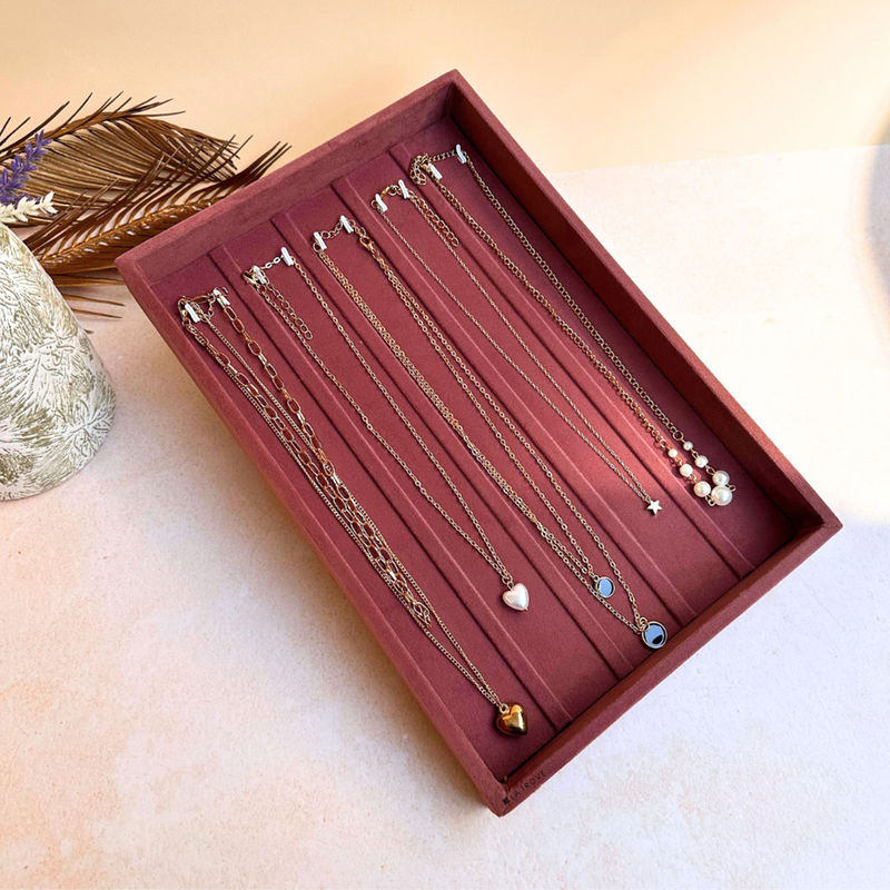 Buy La Trove Maroon Chain Tray for Organizer Your Chains with Hooks Online