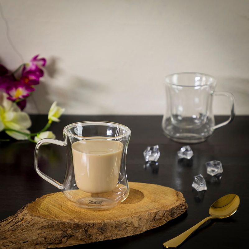 Buy EZ Life Borosilicate Double Walled Passionate Glass Mug with Handle ...