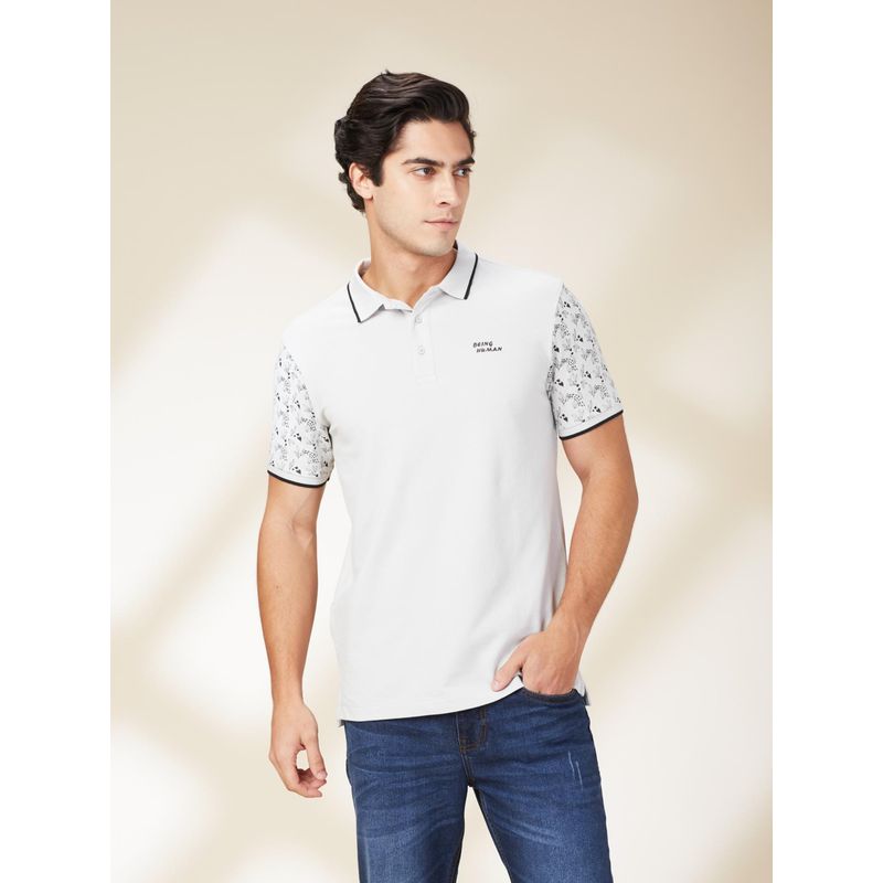 Buy Being Human White Collar Neck Solid Plain Half Sleeves Polo T-Shirt ...