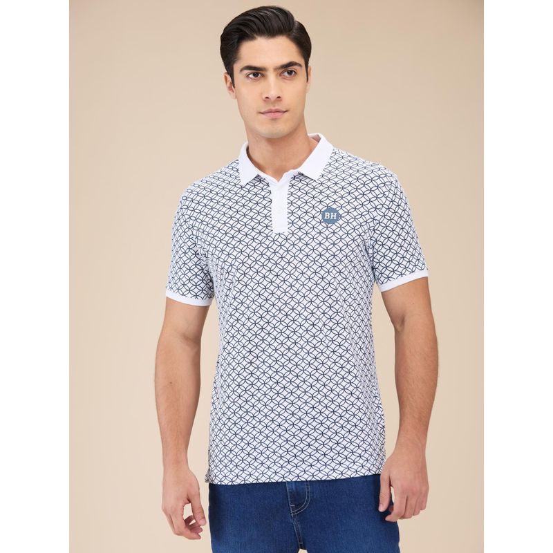Buy Being Human White Collar Neck Printed Half Sleeves Polo T-Shirt Online