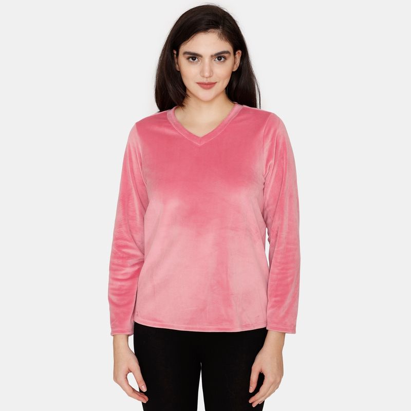 Zivame Velour Knit Poly Lounge Top - Chateau Rose - Pink: Buy Zivame ...