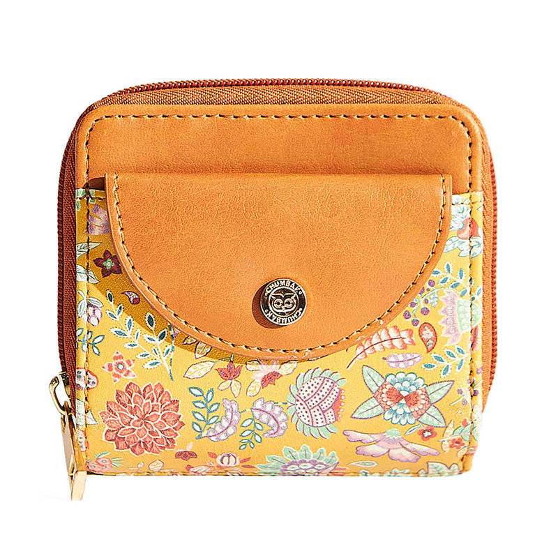 Buy Teal By Chumbak Batik Bloom Mini Wallet- Mustard Online