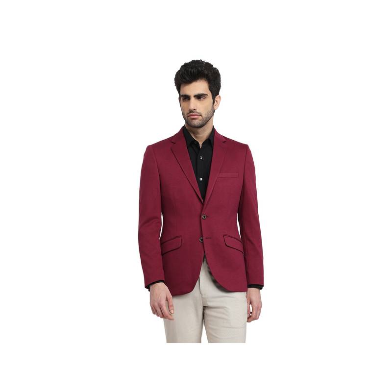 Buy Parx Regular Fit Solid Dark Red Blazer Online