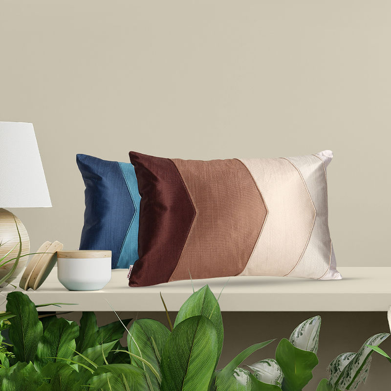 Buy Sivya by Home Colorblock Rectangular Cushion Cover Multi-Color ...