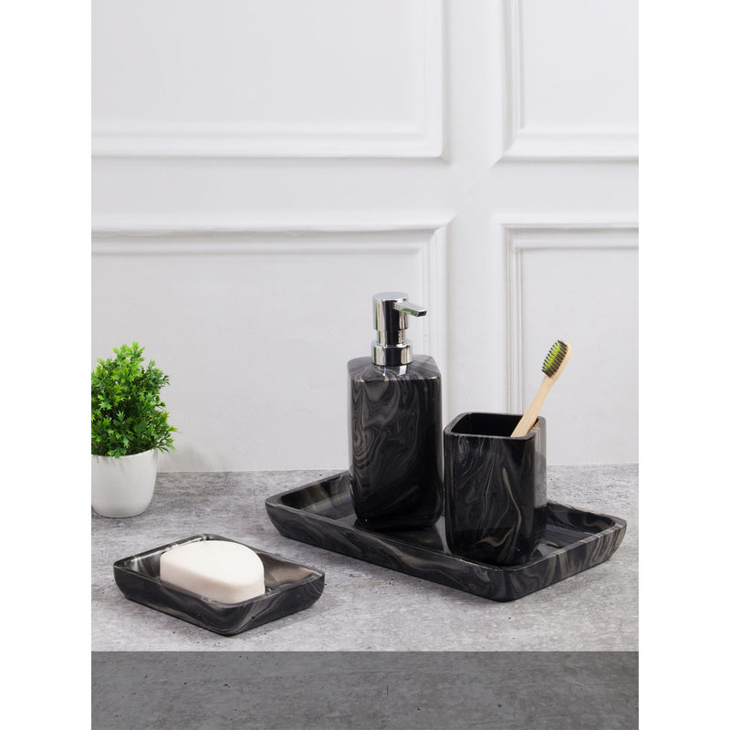 Buy OBSESSIONS Set of 4 Pc Polyresin Bathroom Set, Black Online