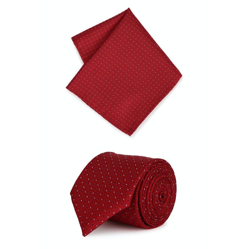 Buy Peter England Red Tie And Pocket Square Online