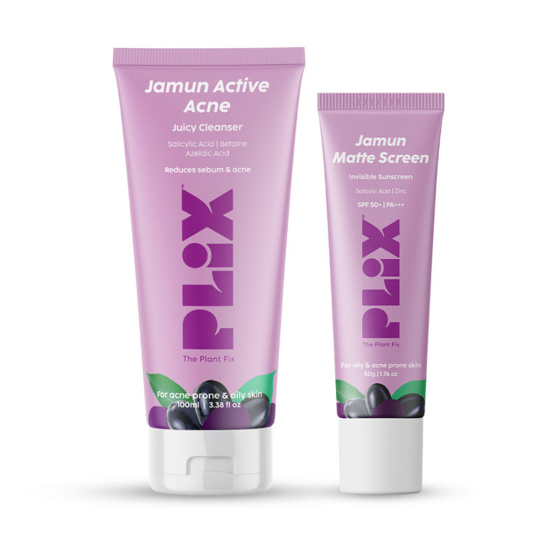 Buy Plix Jamun Active Acne Kit With Spf 50+ Sunscreen & Juicy Cleanser ...