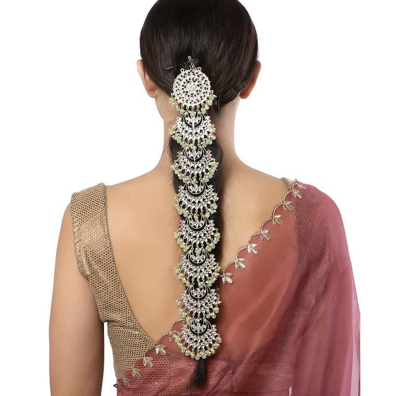 Buy Karatcart Light Green Beads Gold Plated Kundan Bridal Wedding Hair ...