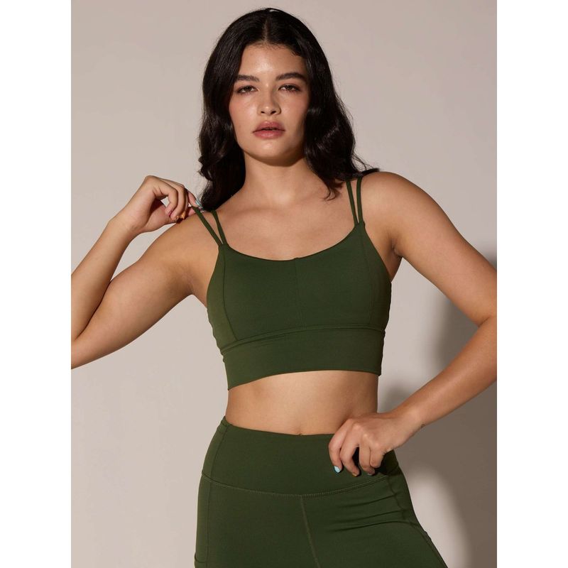 Buy Cava Athleisure Olive Twin Strap Sports Bra Online