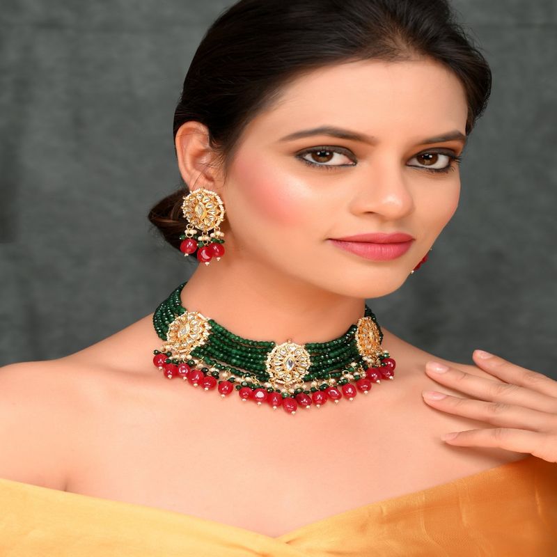 Buy DASTOOR Womens Gold Plated Multi Designer Choker set Online