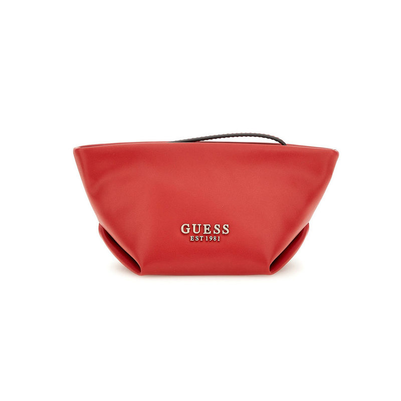Buy Guess Red Solid Eco Evaine Makeup Pouch Online