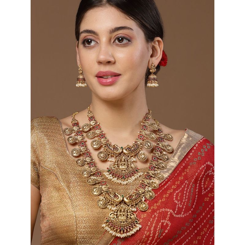 Buy PANASH Gold-Plated Red Jewellery Set Online Buy PANASH Gold-Plated Red Jewellery Set Online